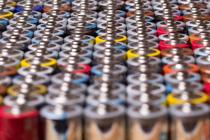 Multiple Stacked Aaa Batteries of Different Color and Manufacturer ...