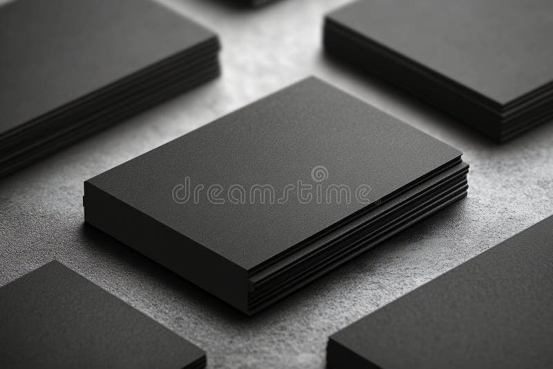 Multiple Stacks of Blank Black Business Cards are Arranged on a ...