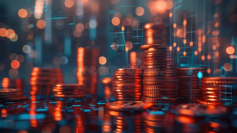 The Stacks of Shiny Coins.AI Generated Image Stock Image - Image of ...