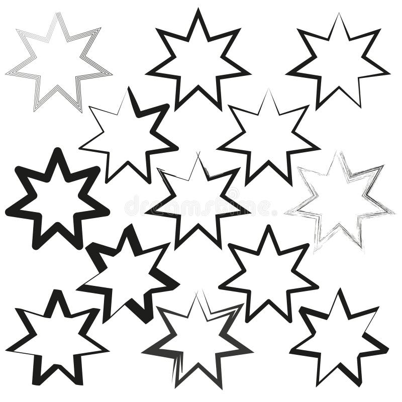 Multiple Star Outline Icons. Black and White Geometric Shapes. Simple ...