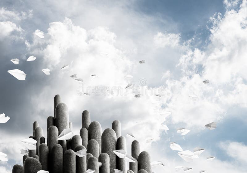 Multiple Stone Columns with Breathtaking Landscape Stock Photo - Image ...