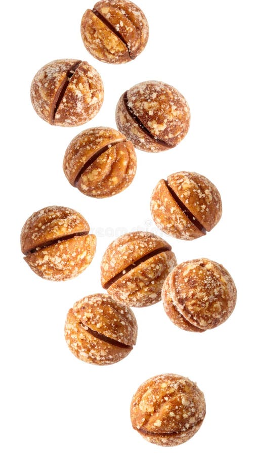 Multiple Sugar Coated Nuts Levitating on Transparent Background Stock ...