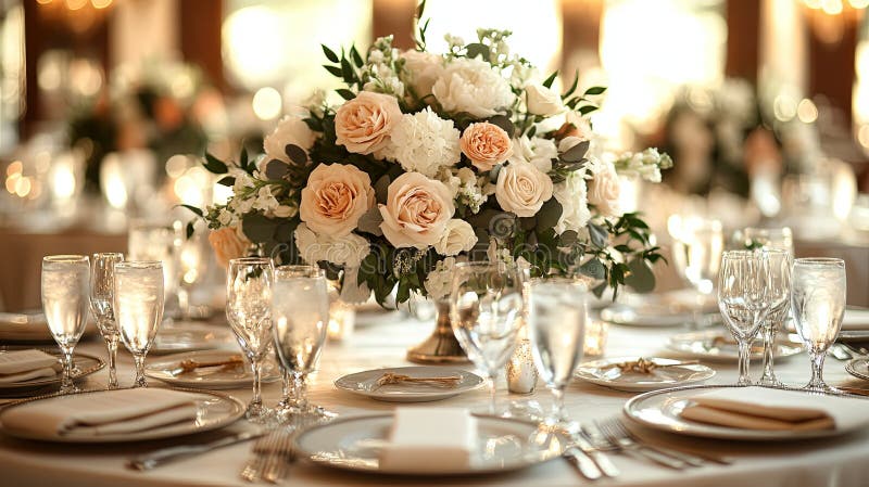 Elegant Wedding Reception with Beautifully Arranged Tables Featuring ...