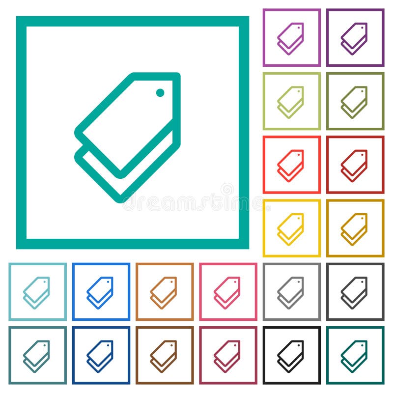 Multiple Tags Flat Color Icons with Quadrant Frames Stock Vector ...
