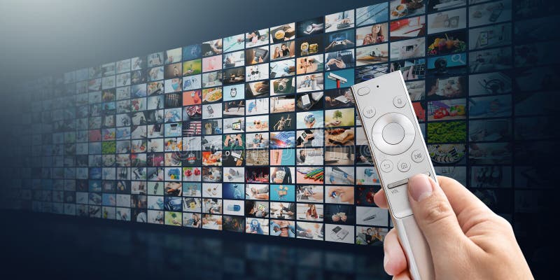 Multiple Television Screens with Remote Control Stock Photo - Image of ...