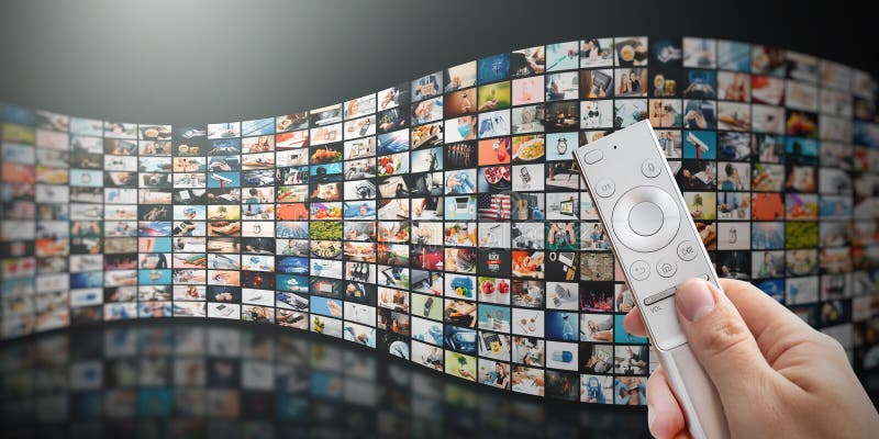 Multiple Television Screens with Remote Control Stock Photo - Image of ...