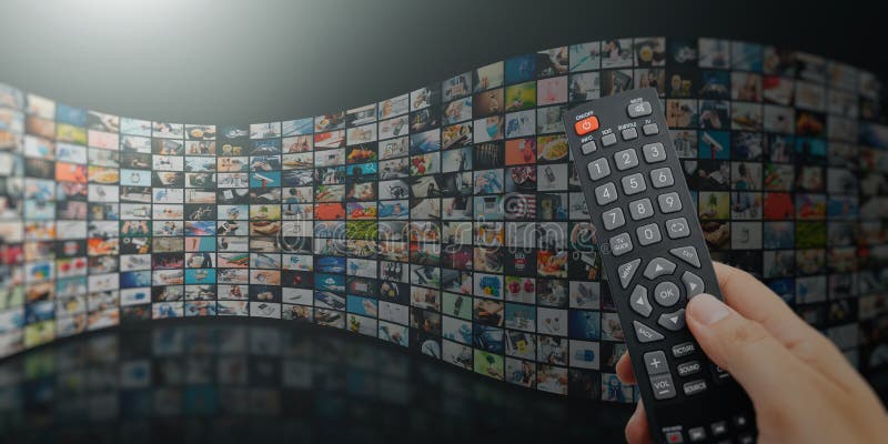 Multiple Television Screens with Remote Control Stock Photo - Image of ...