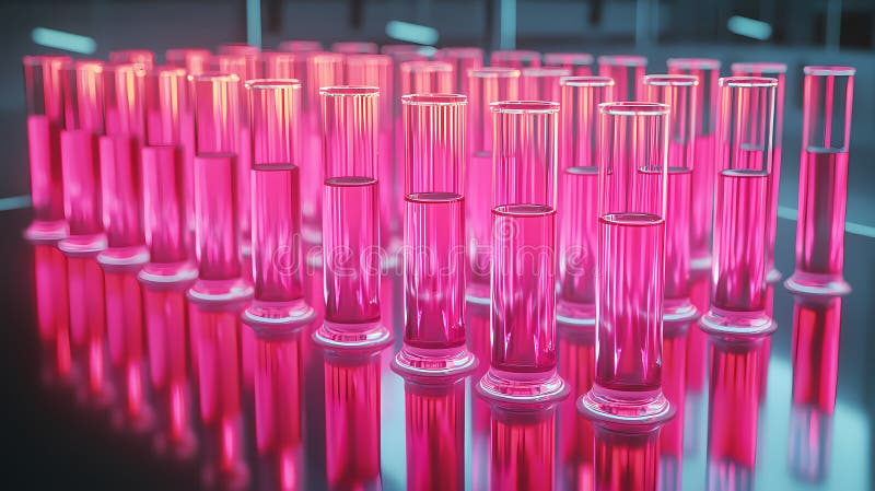 Test Tubes Containing Pink Liquid in Modern Laboratory Setting Stock ...