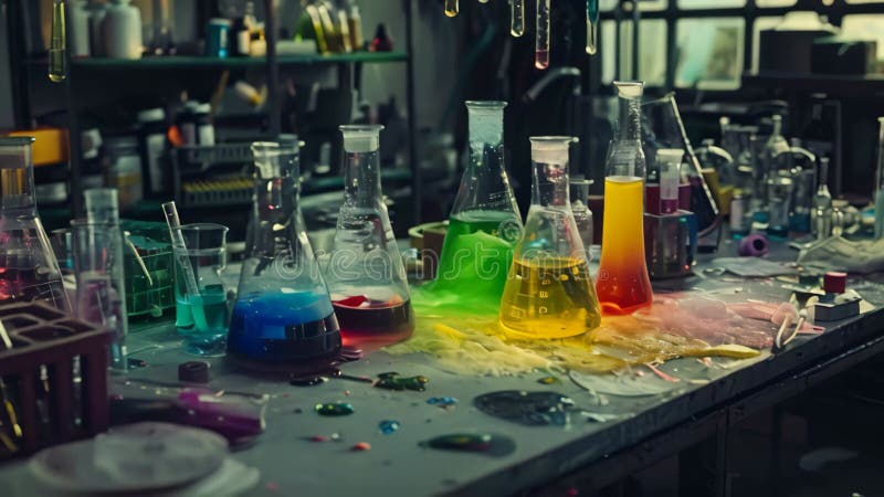 Multiple Test Tubes Filled with Liquid on a Table, Potentially Part of ...