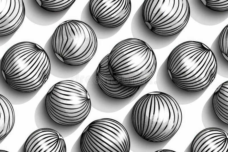 Multiple Toy Black and White Striped Balls Drawn in One Continuous Line ...