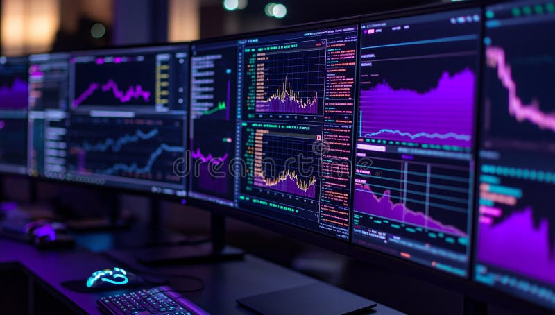 Multiple Trading Screens with Charts and Graphs for Financial ...