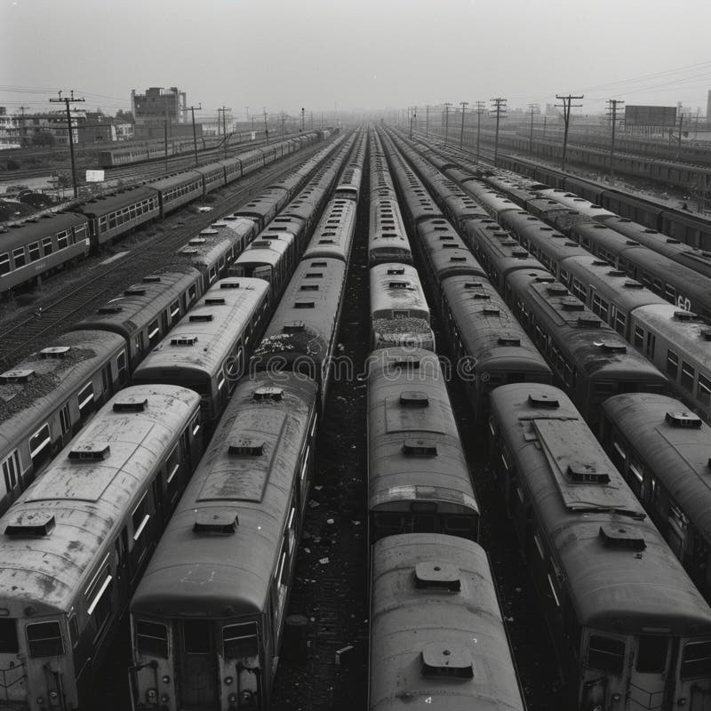 Multiple Trains Stacked in a Station, Showcasing the Efficiency of Rail ...