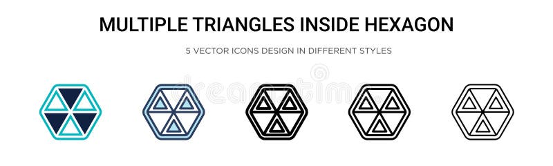 Multiple Triangles Inside Hexagon Icon in Filled, Thin Line, Outline ...