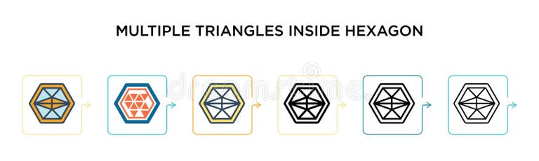 Multiple Triangles Inside Hexagon Vector Icon in 6 Different Modern ...