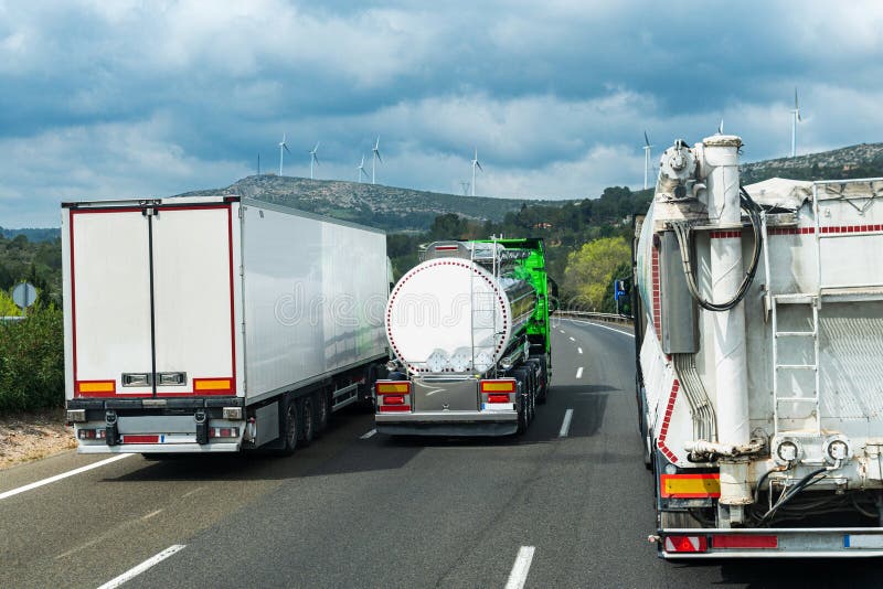 Multiple Truck Overtake, Using the Third Lane To Pass,a Lane Prohibited ...
