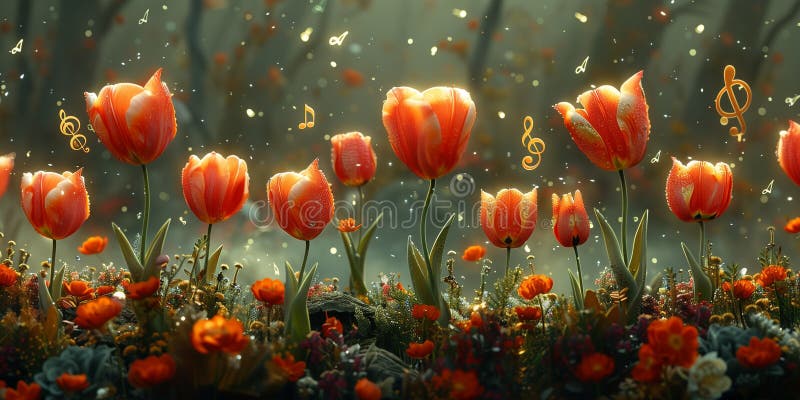 Multiple Tulip Flowers Scattered Across Lush Green Grass in a Natural ...