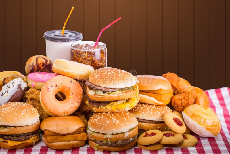 Multiple type of Fast food stock photo. Image of restrain - 65959478