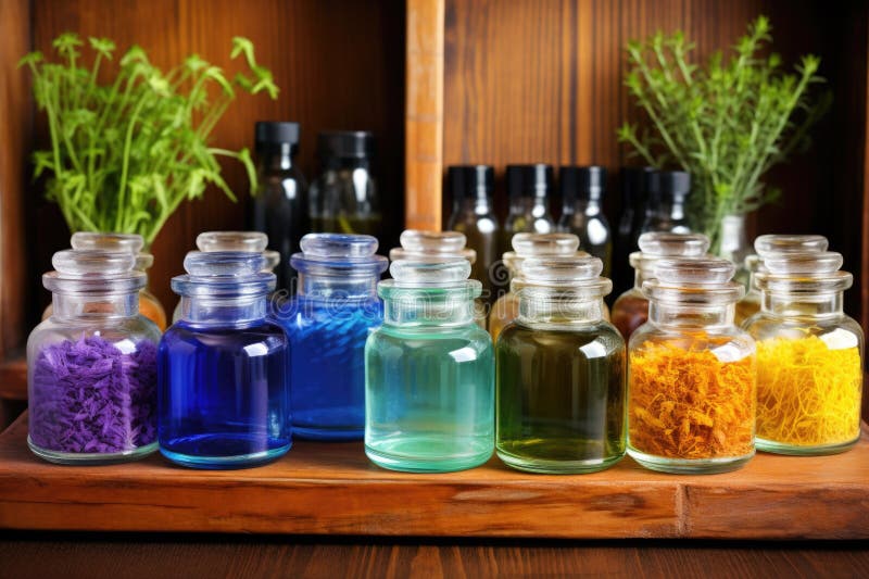 Multiple Types of Homeopathic Solutions in Glass Containers on Wooden ...