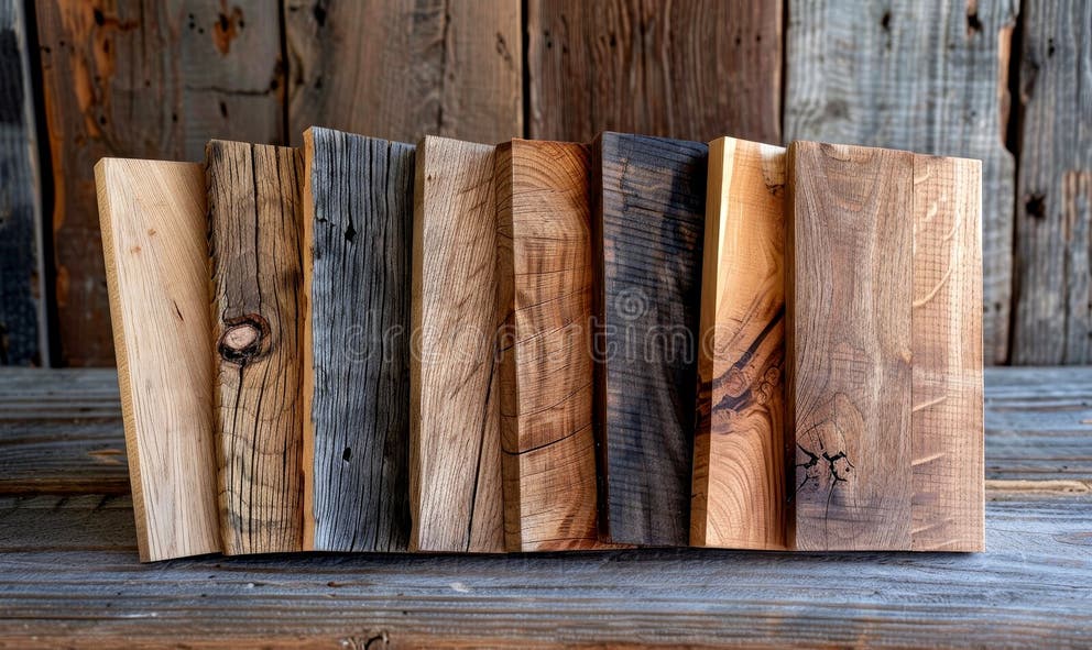 Multiple Types of Wood Samples Arranged on a Rustic Table for Easy ...