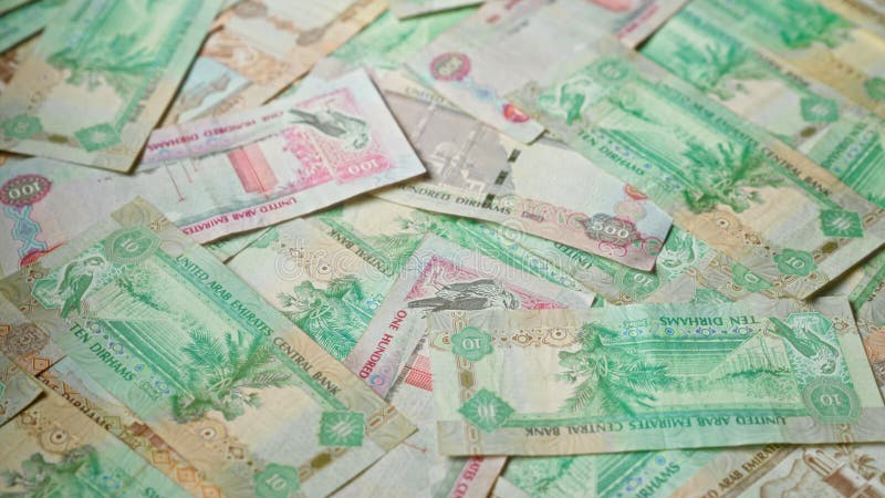 Multiple Uae Dirham Banknotes Scattered Across a Surface Featuring ...