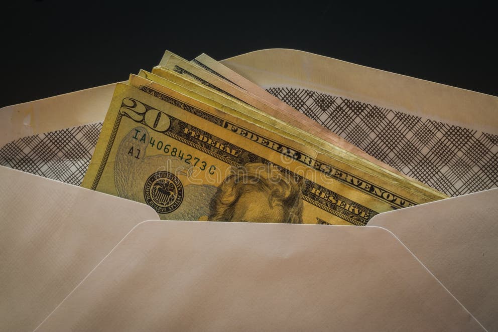 Multiple US Dollars in White Security Envelope Stock Image - Image of ...
