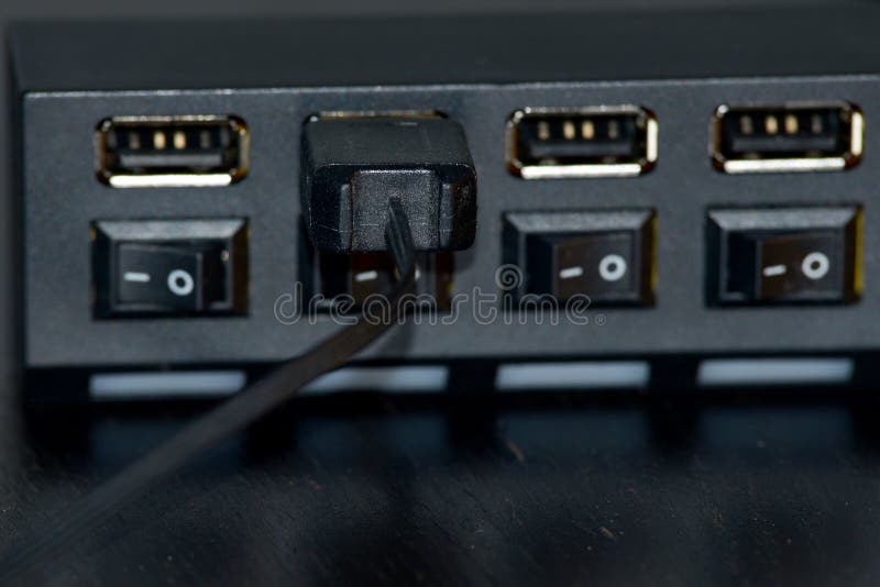 Multiple USB hub device stock image. Image of connectors - 187218613