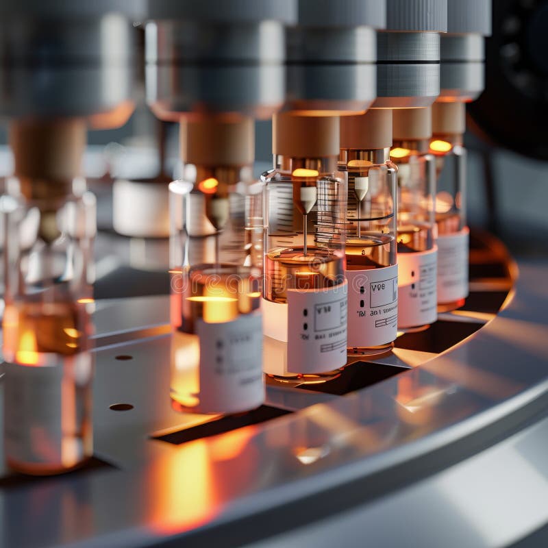 Vaccine Vials in Production Line Machinery Stock Image - Image of ...