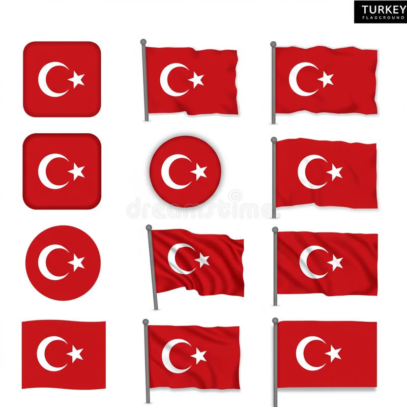 Multiple Variations of the Turkish Flag are Displayed, Featuring the ...