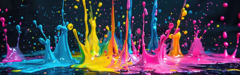 Multiple Vibrant Colors of Paint Splashing on Top of Each Other in a ...