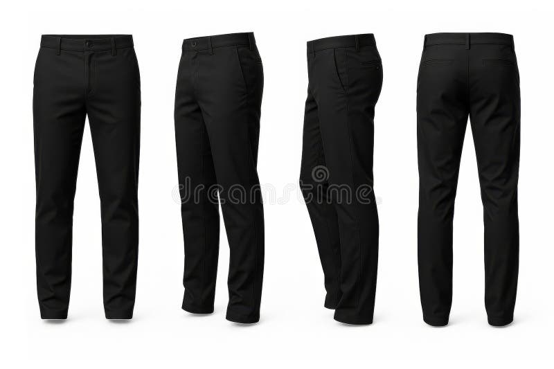 Multiple Views of Black Dress Pants on White Background for Formal Wear ...