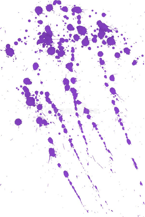 Multiple Violet Drips with Splatter Effect and Thin Streaks. Stock ...