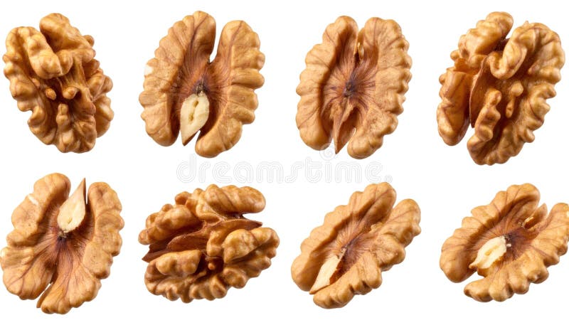 Multiple Walnut Halves Hovering Transparent Background Stock Photos ...