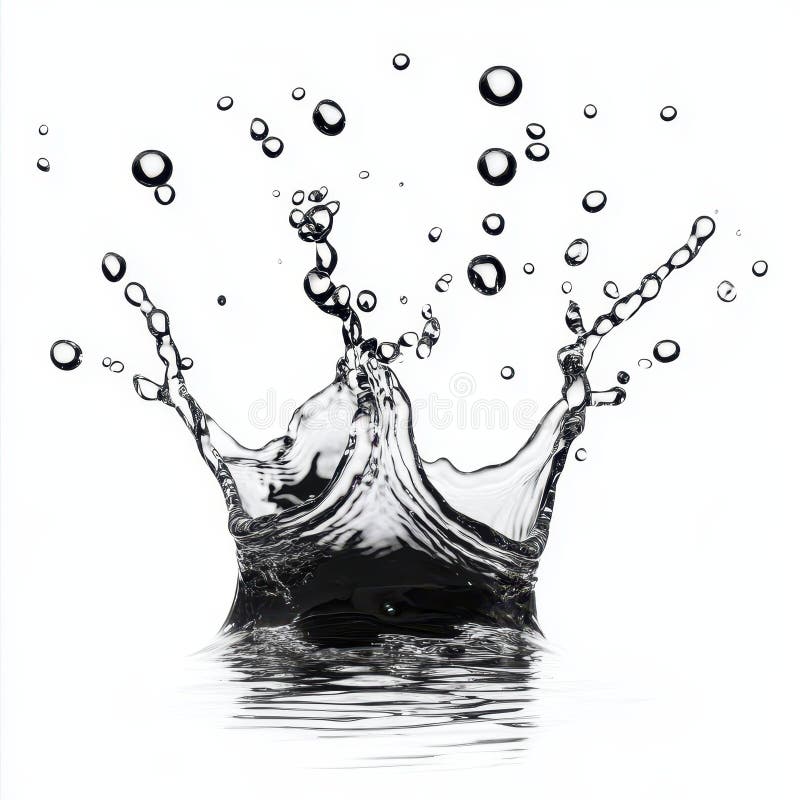 Water Droplets Splash with Dynamic Ripples Against a White Background ...