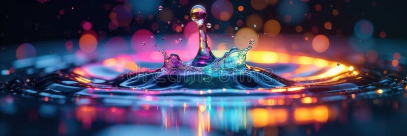Multiple Water Droplets Create Vibrant Rainbow Patterns on Still Water ...