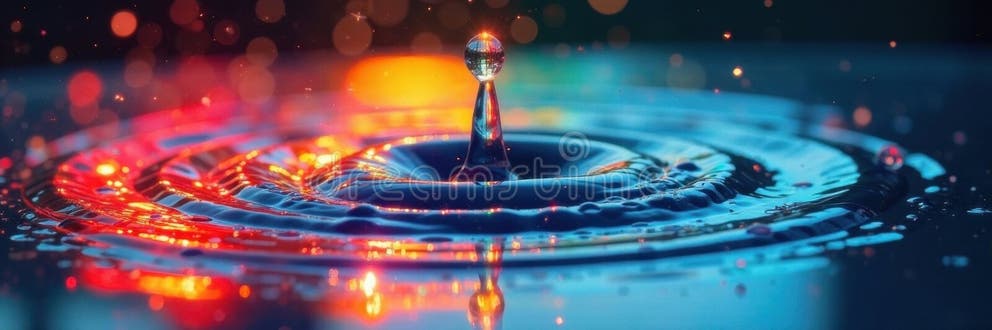 Multiple Water Droplets Create Vibrant Rainbow Patterns on Still Water ...