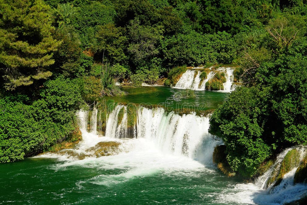 Multiple Waterfalls and Rapids Stock Image - Image of creek, mountain ...