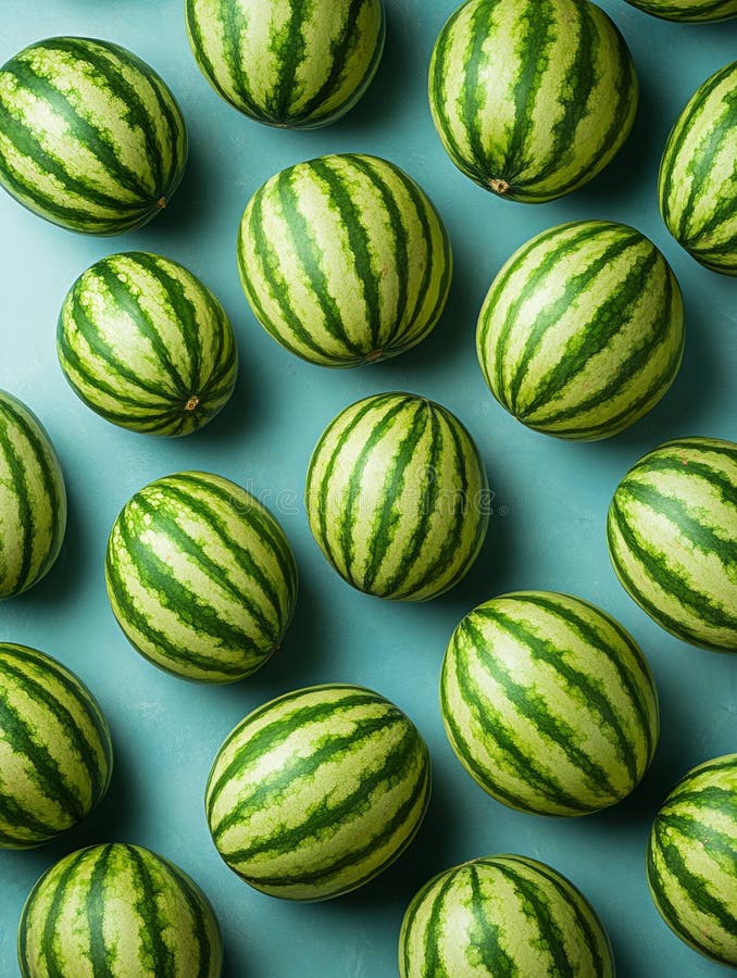 Multiple Watermelons on a Blue Background. Stock Photo - Image of abundance, healthy: 370630820
