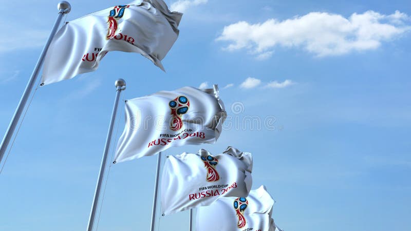 Multiple Waving Flags with 2018 FIFA World Cup Logo. Editorial 3D ...