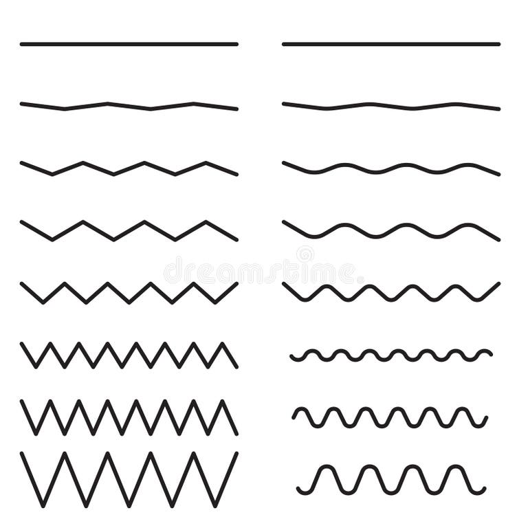 Multiple Wavy Lines. Zigzag Linear Set. Minimal Stroke Variations ...