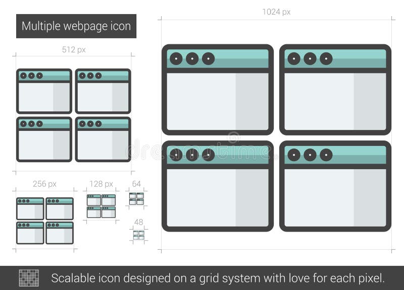 Multiple Webpage Line Icon Stock Illustrations – 45 Multiple Webpage ...