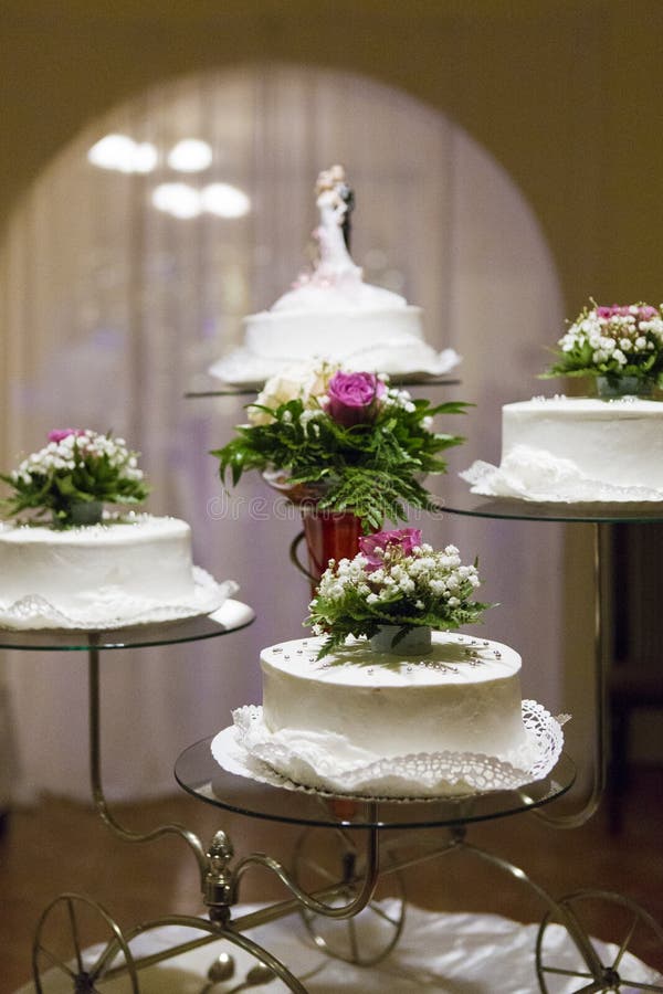 Four Level Tower Cake at a Wedding Stock Photo - Image of arrangement ...