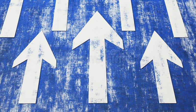 Multiple White Arrows on Blue Grunge Background Concept of Choice ...