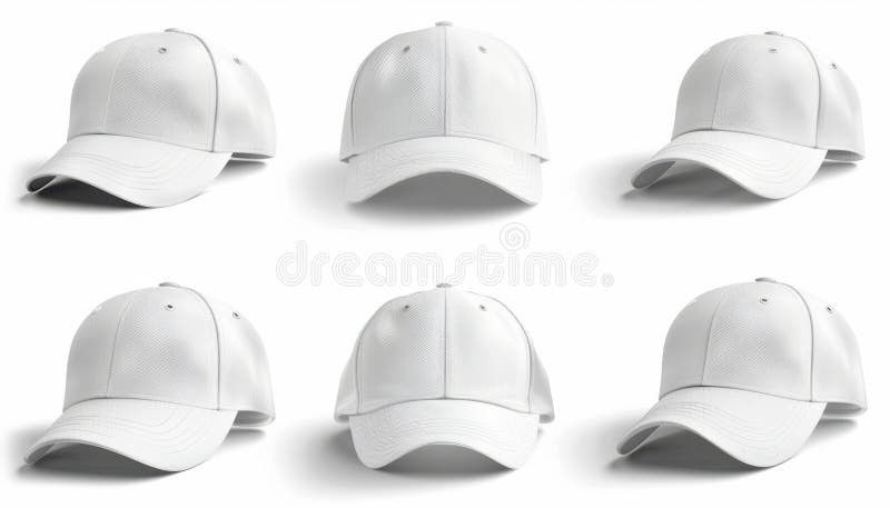 Multiple White Baseball Caps Displayed on a Simple Background for ...