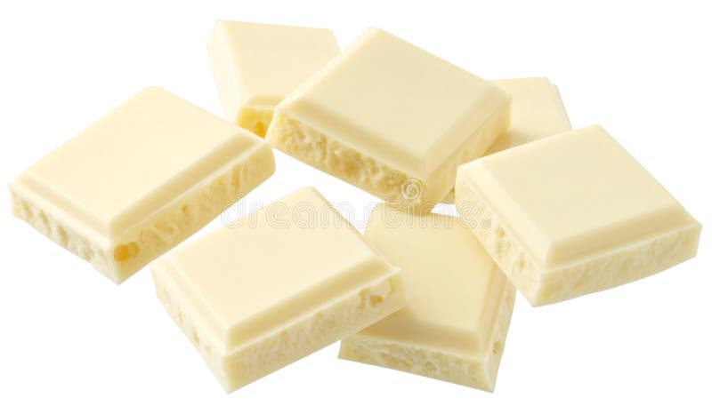 Multiple White Chocolate Chunks Falling Transparent Background Stock ...