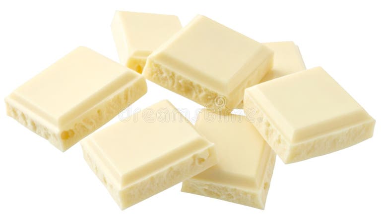 Multiple White Chocolate Chunks Falling on Transparent Background Stock ...
