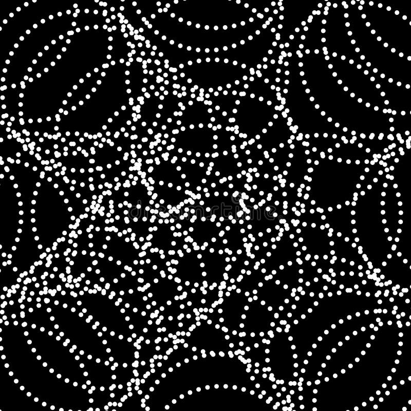 Multiple White Dotted Circles on Black Background. Stock Illustration ...