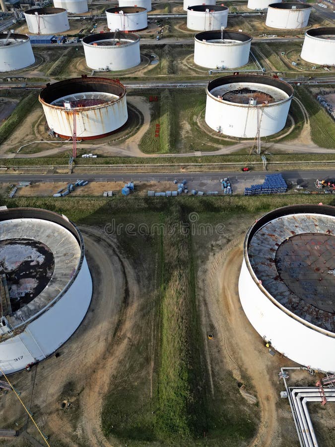 Multiple White Oil Storage Tanks in the Line with Connected Oil ...