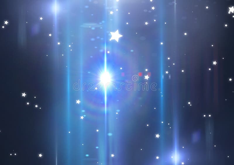 Multiple Light Blue Glowing Spots of Light on Blue Background Stock ...