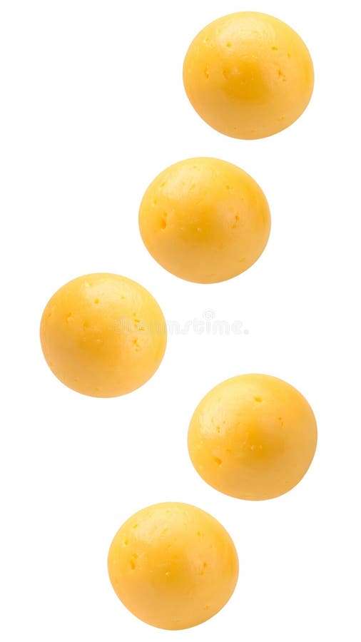 Multiple Whole Hard Cheese Balls Falling on Transparent Background ...