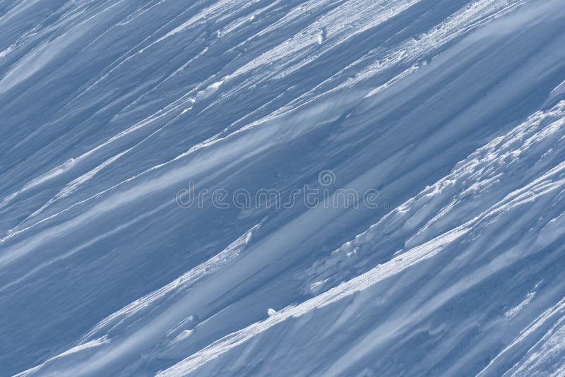 Multiple Wind Packed Snow Ridges Forming Oblique Lines in Sunshine ...